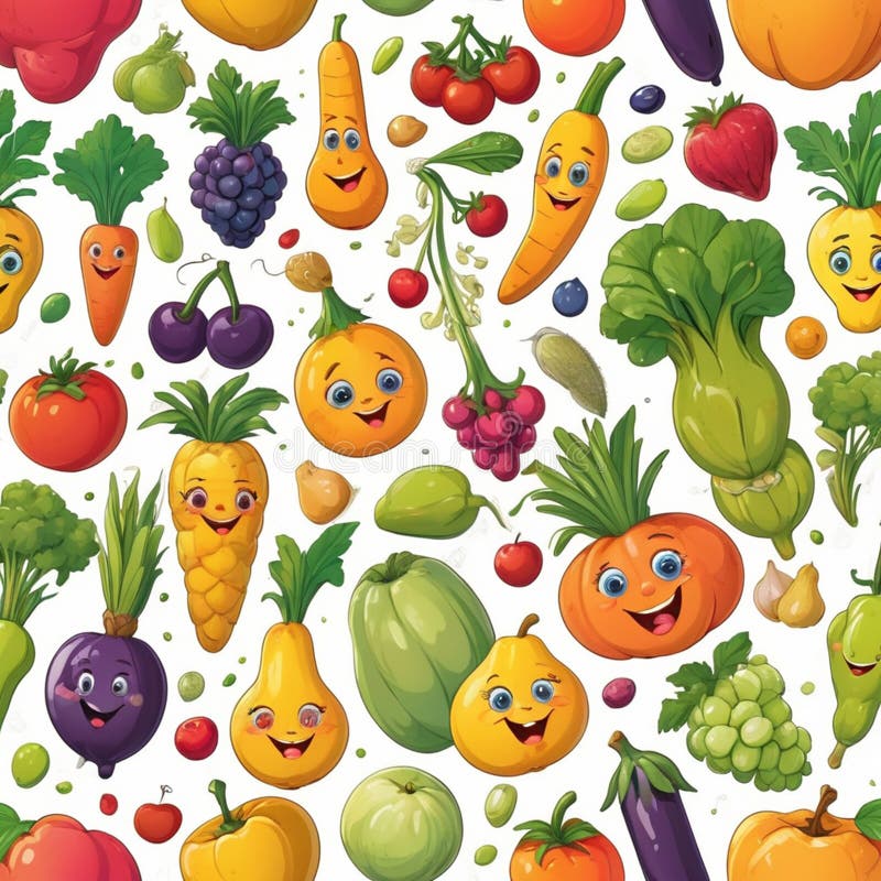 Fruits Characters Collection Set of 26 Different Fruits in Cartoon ...