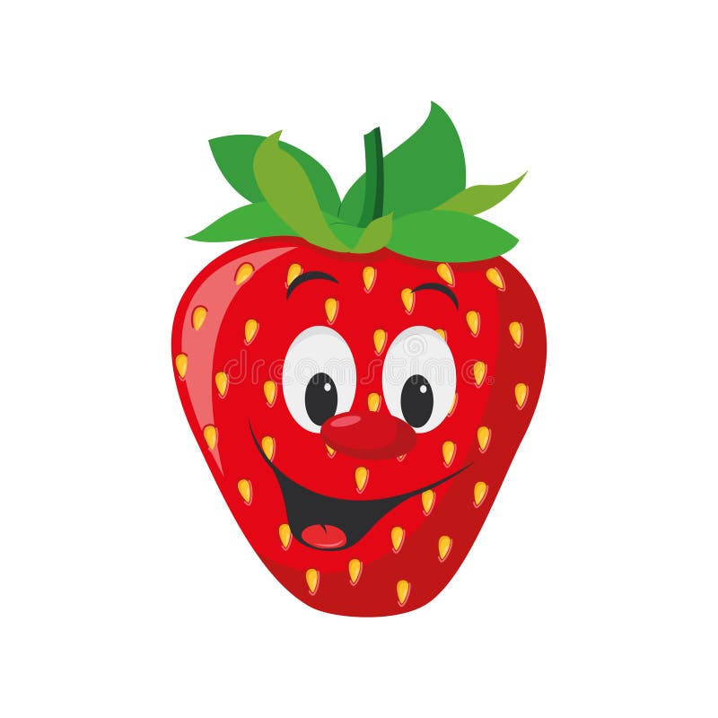 Smiling Strawberry Fruit Cartoon Character Training with Dumbbells ...