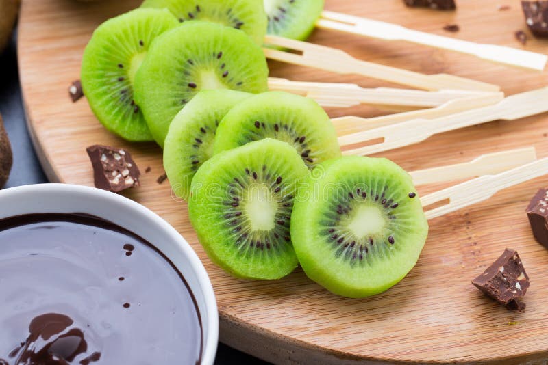 Fruits with Chocolate on a Stick Stock Photo - Image of organic, kiwi ...