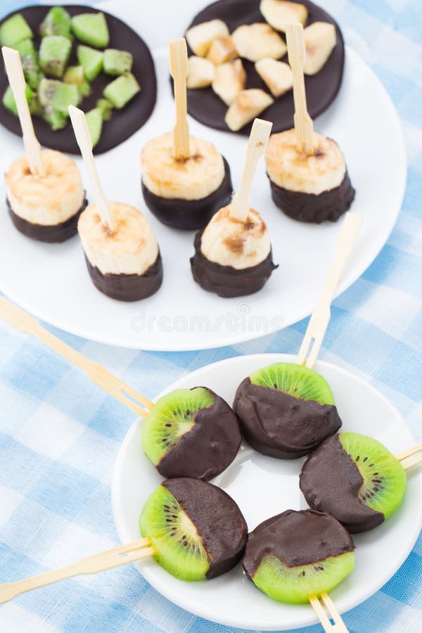 Fruits with Chocolate on a Stick Stock Image - Image of fruit, dessert ...