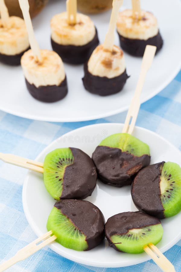 Fruits with Chocolate on a Stick Stock Photo - Image of fresh, skewer ...