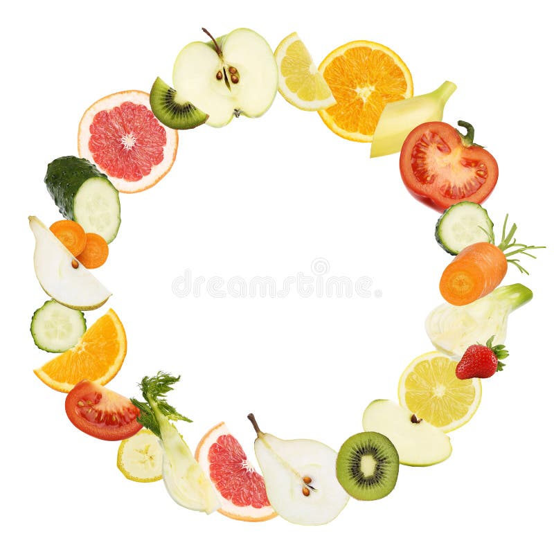 Fruits Circle in Flat Style. Healthy Food Stock Vector - Illustration ...