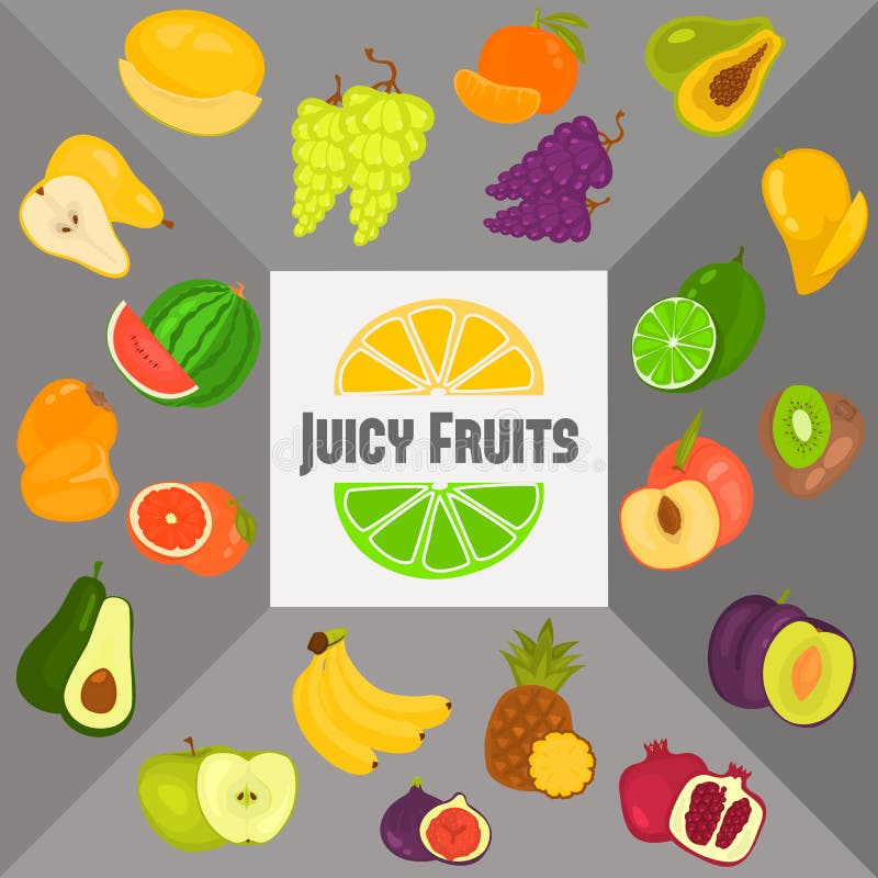 Fruits Color Flat Icons Set for Web and Mobile Design Stock ...
