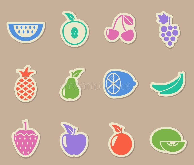 Fruits Color Paper Stickers Stock Vector - Illustration of sticker ...