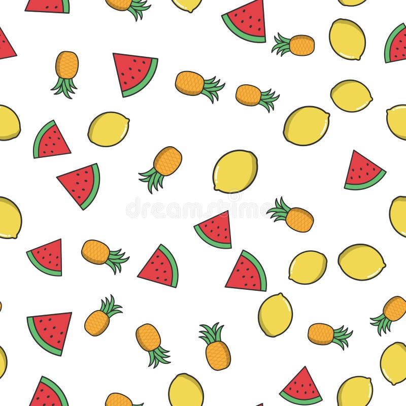 Fruits Color Seamless Pattern. Filled Vector Fruits Stock Vector ...