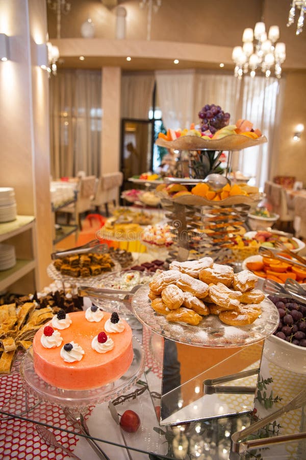 Fruits and Desserts in the Buffet Restaurant Stock Photo - Image of ...