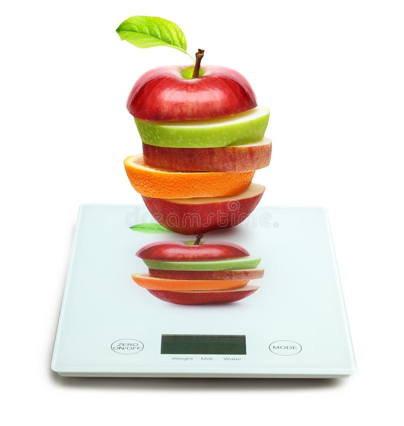 Fruit with in a Digital Weight Scale. Diet Concept Stock Vector ...
