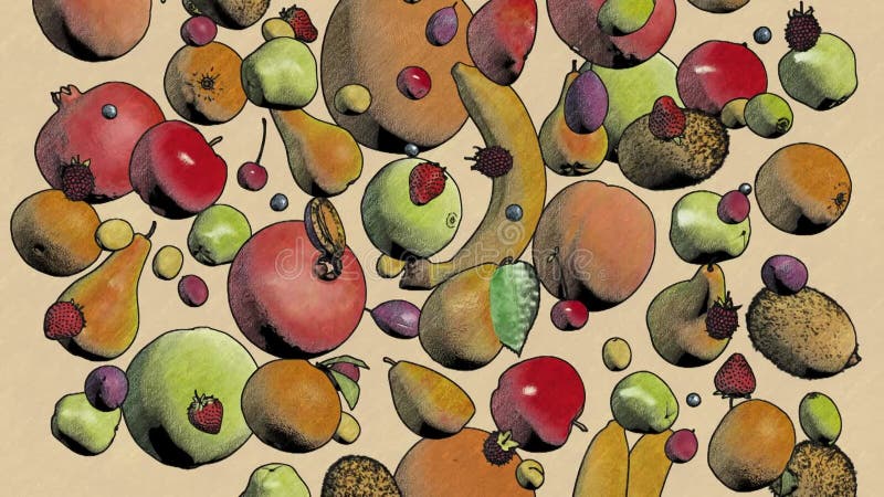 Fruits fall drawing stock footage. Video of pineapple - 209593286
