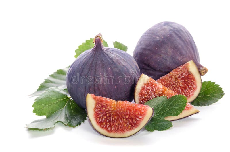 Fruits of Fig Tree Whole and Part with Leaves Stock Image - Image of ...
