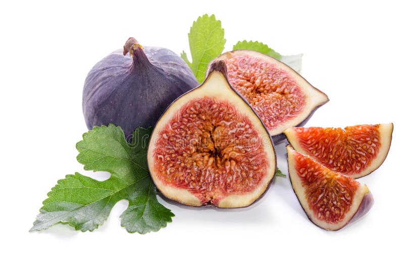 Fruits of Fig Tree Whole and Part with Leaves Stock Image - Image of ...
