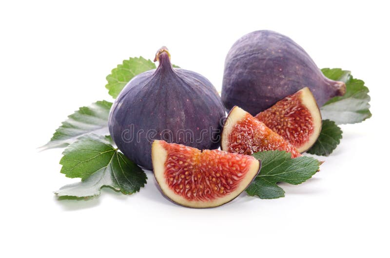 Fruits of Fig Tree Whole and Part with Leaves Stock Photo - Image of ...