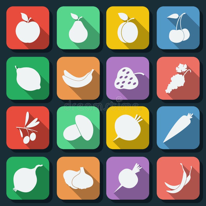 Fruits and Vegetables Flat Vector Icons Stock Vector - Illustration of ... Fruits and Vegetables Flat Vector Icons Stock Vector - Illustration of ...