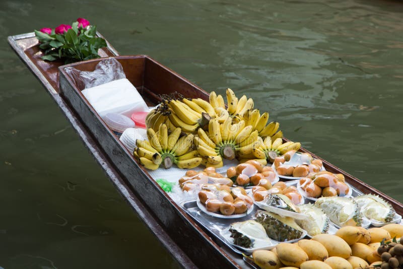Fruits and food on boat stock image. Image of saduak - 39288913