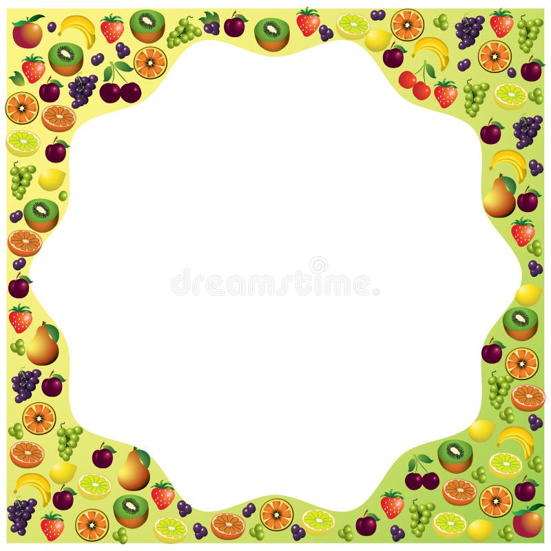 Fruits Frame Made with Different Fruits, Healthy Food Theme Comp Stock ...