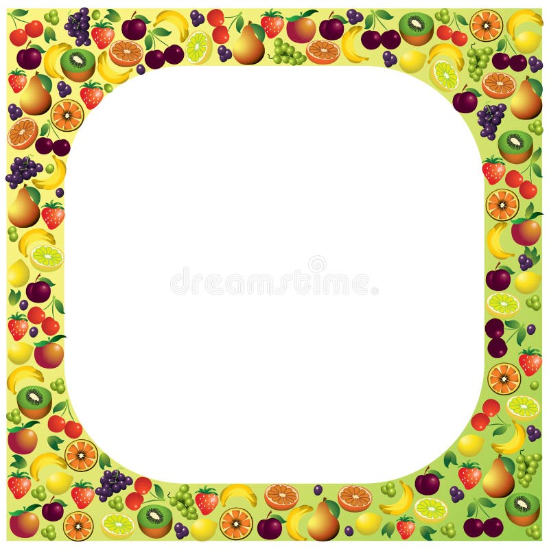 Fruits Frame Made with Different Fruits, Healthy Food Theme Comp Stock ...