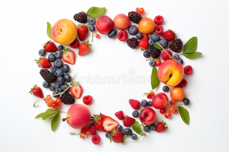 Fruits Frame on White Background Stock Photo - Image of berry, sweet ...