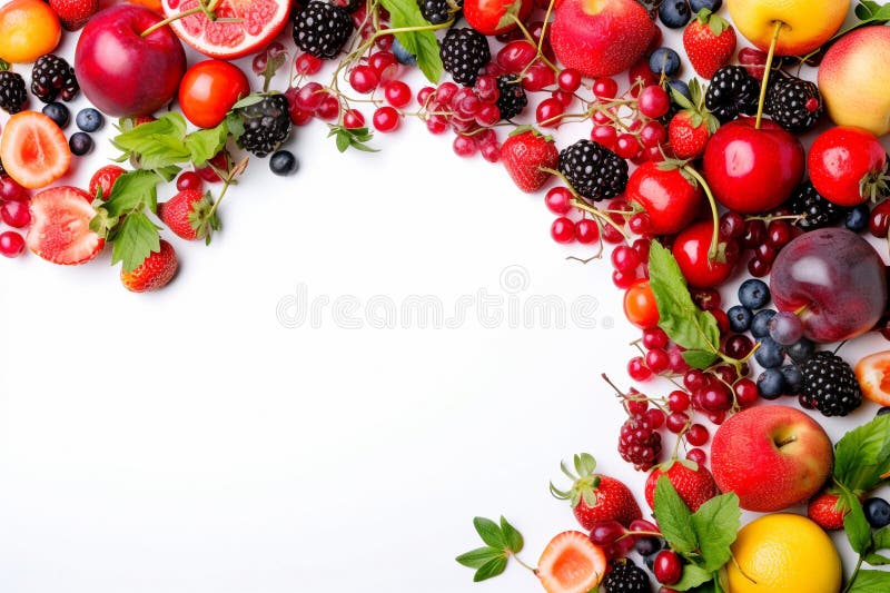 Fruits Frame on White Background Stock Photo - Image of wallpaper ...