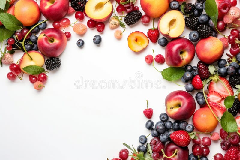 Fruits Frame on White Background Stock Photo - Image of background ...