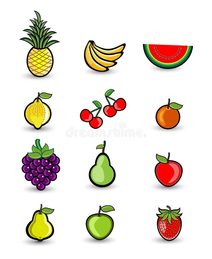 Fruits Group Cartoon Illustration Stock Illustration - Illustration of ...
