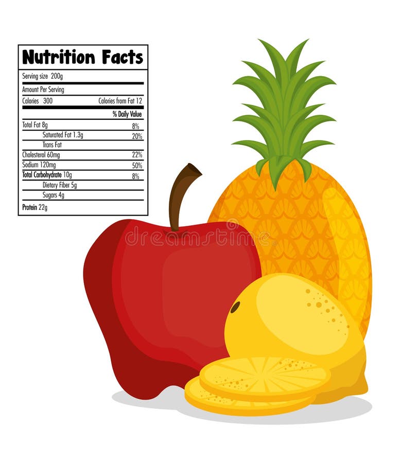 Fruits Group With Nutrition Facts Stock Vector Illustration Of Design