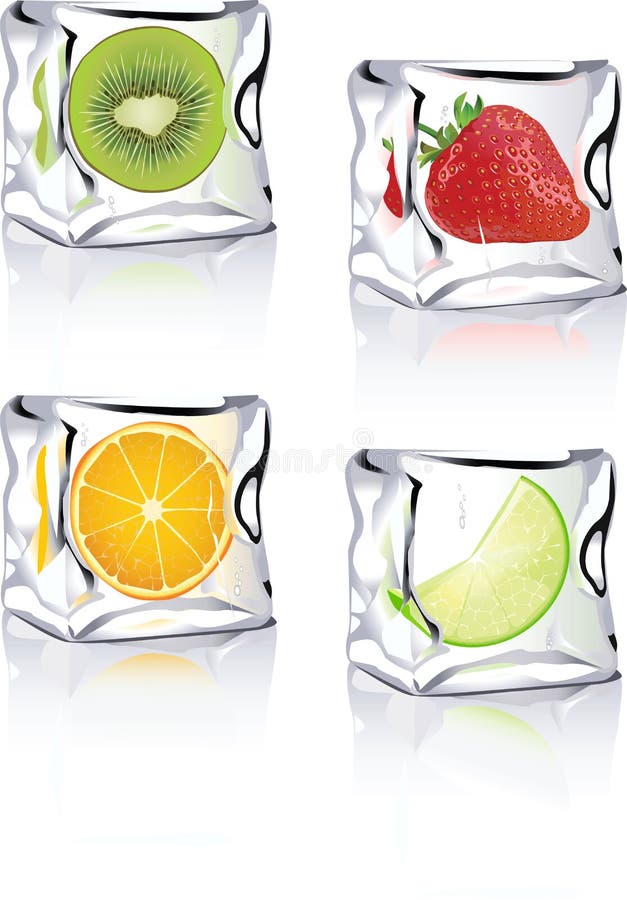 Fruits in Ice Cube Icons for Vista, Xp, Print Stock Vector ...