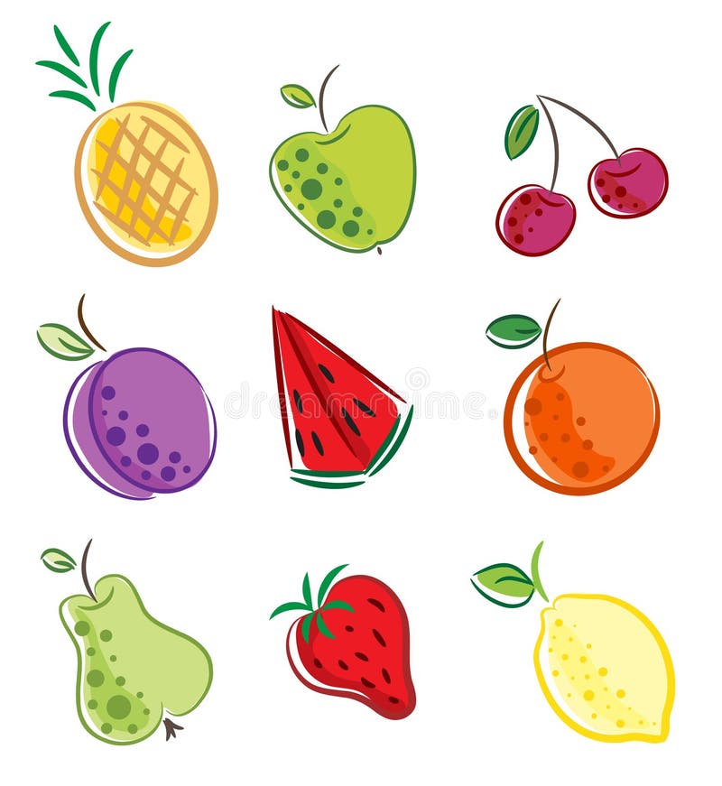 Cartoon Fruits Collection 1 Stock Vector - Illustration of autumn ...