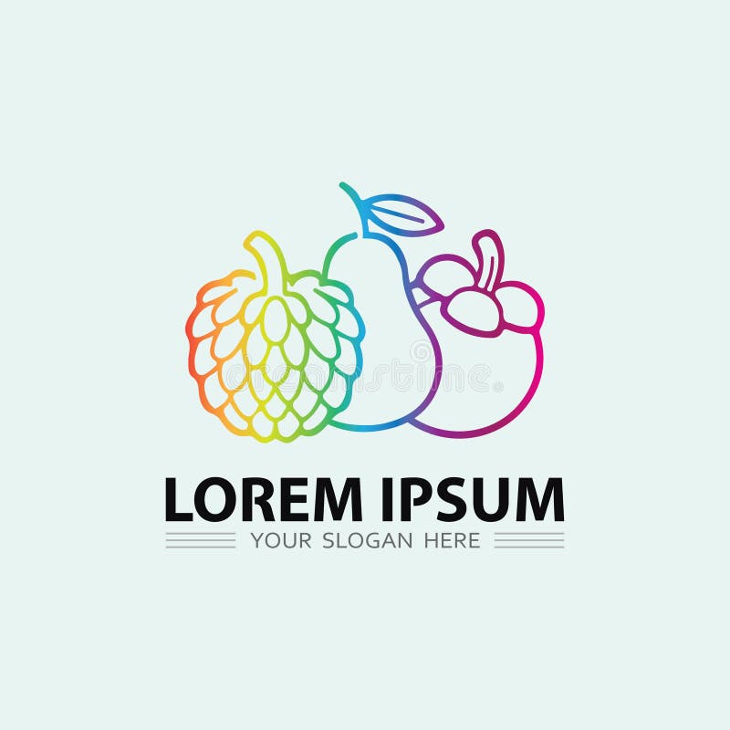 Fruits Icon and Fruit Logo Design Fresh Fruits Tropical Nature Food ...