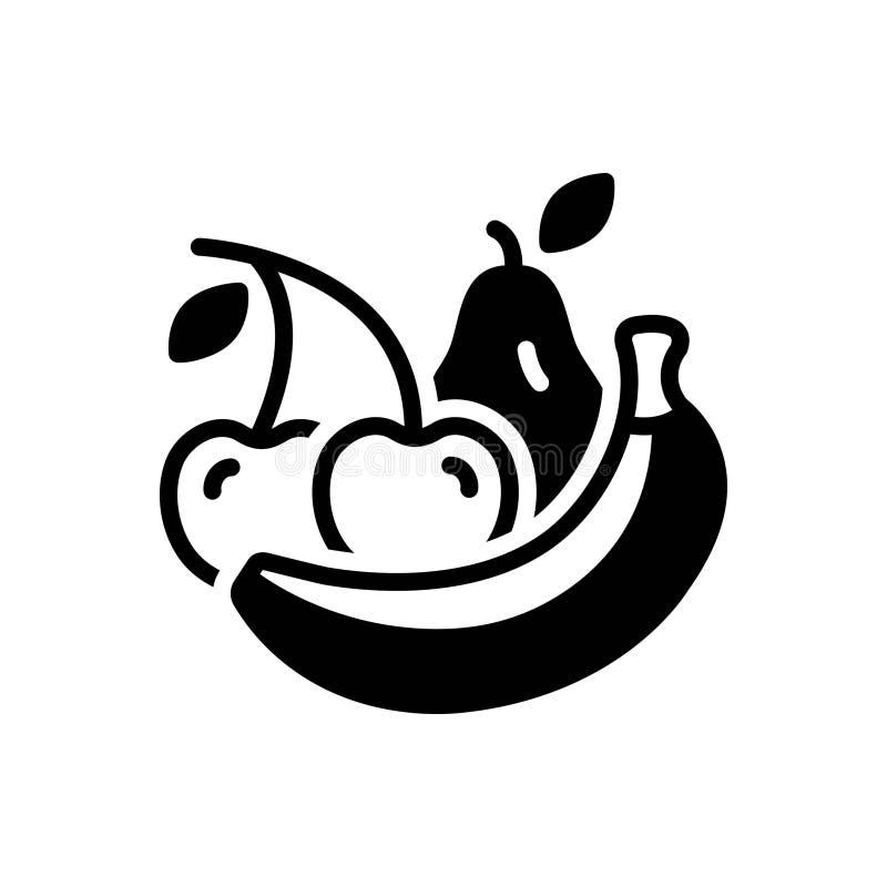 Black Solid Icon for Fruits, Ripe and Healthy Stock Illustration ...