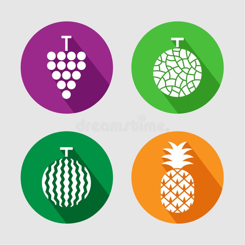 Fruits Icon Set. Vector EPS10. Stock Vector - Illustration of fruits ...