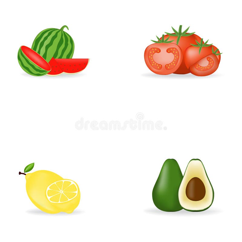 Fruits Icons Detailed Photo Realistic Vector Set Stock Vector ...