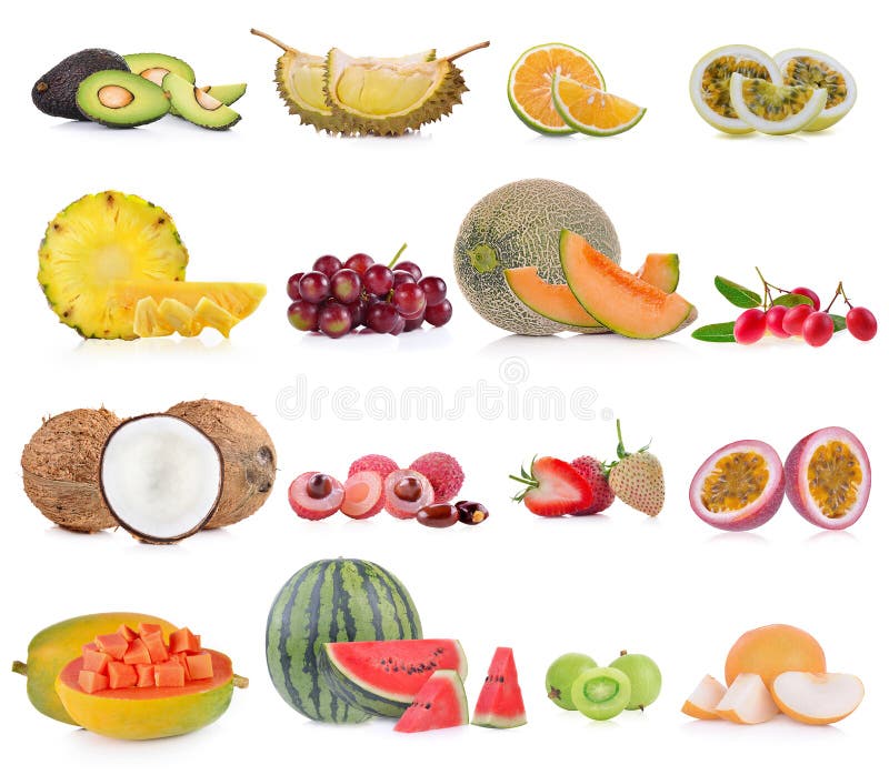 Fruits Isolated on White Background Stock Image - Image of strawberry ...