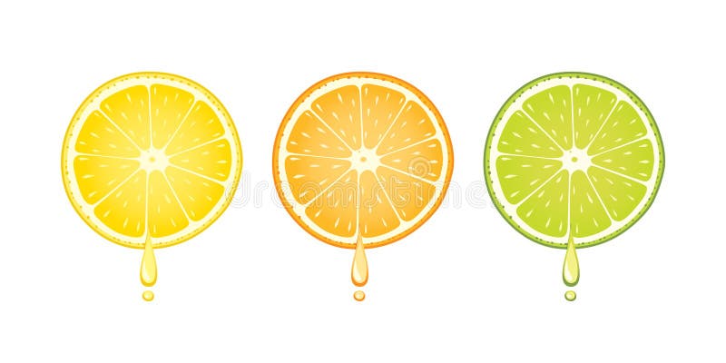 Juice in the Shape of Drop Flowing from a Slice of Lemon,orange and ...