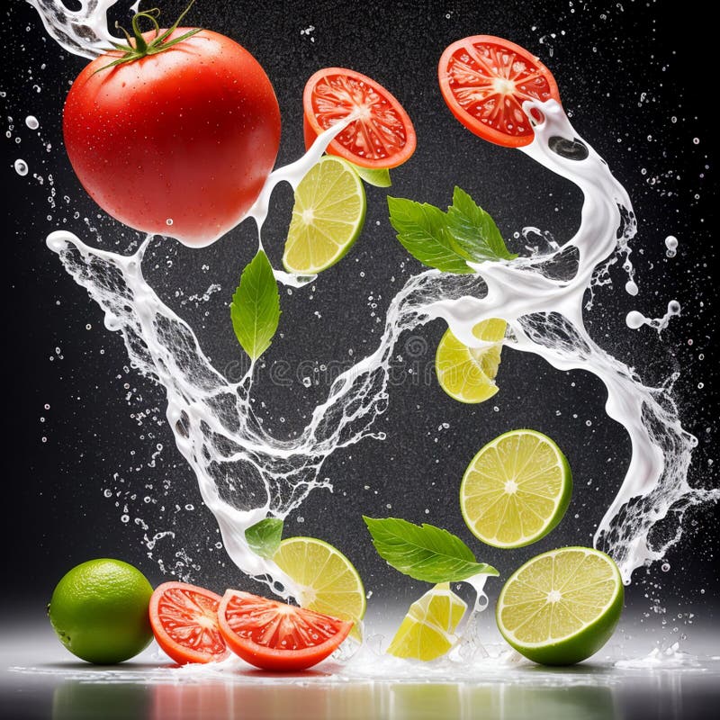 Fruits Lemon Explode with Huge Particles Splashing on the Air Stock ...