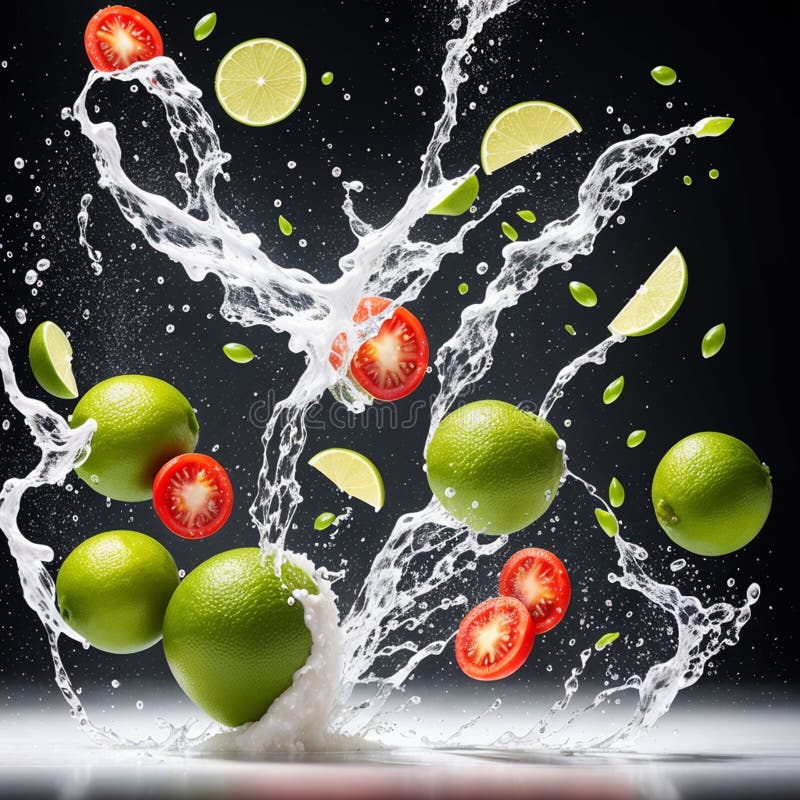 Fruits Lemon Explode with Huge Particles Splashing on the Air Stock ...