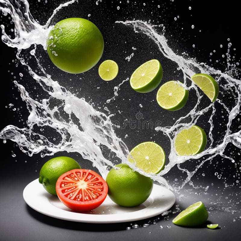 Fruits Lemon Explode with Huge Particles Splashing on the Air Stock ...