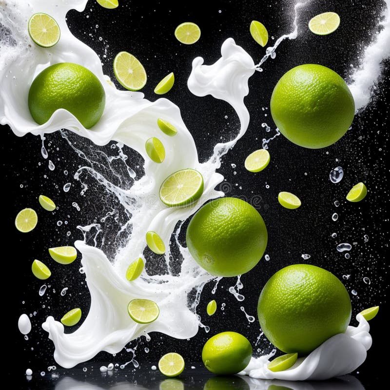 Fruits Lemon Explode with Huge Particles Splashing on the Air Stock ...