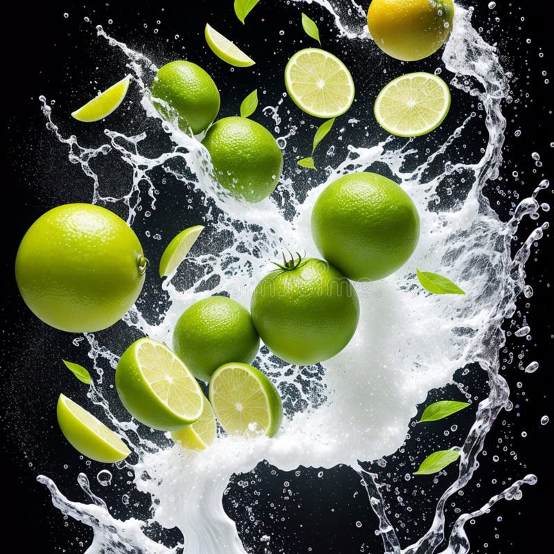 Fruits Lemon Explode with Huge Particles Splashing on the Air Stock ...