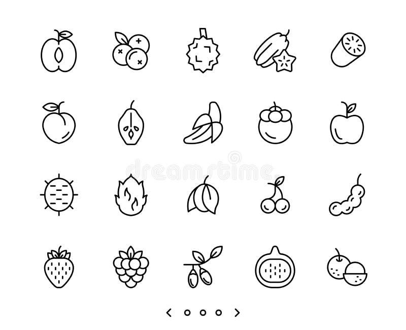 Fruits line icons set stock vector. Illustration of healthy - 188616668