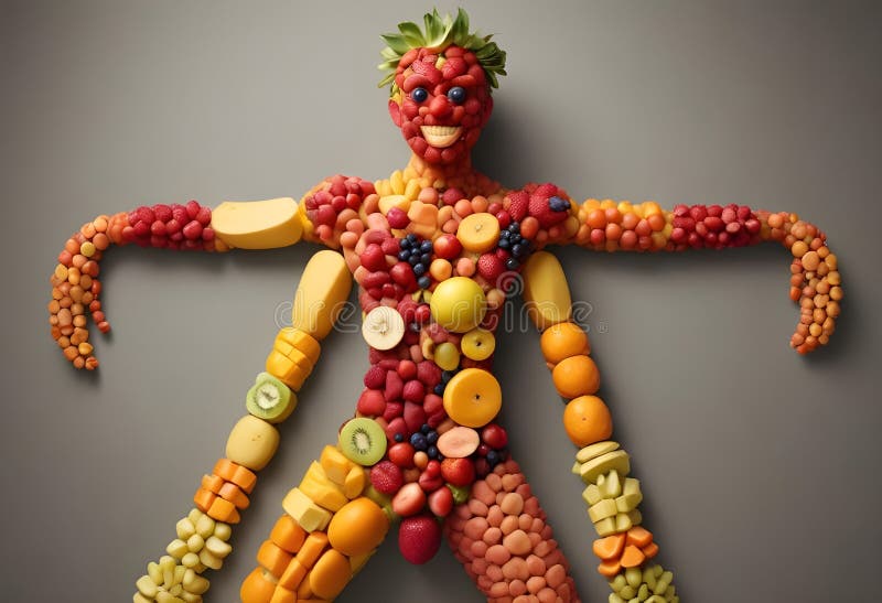 Fruits Man Support with Fruits Stock Illustration - Illustration of ...