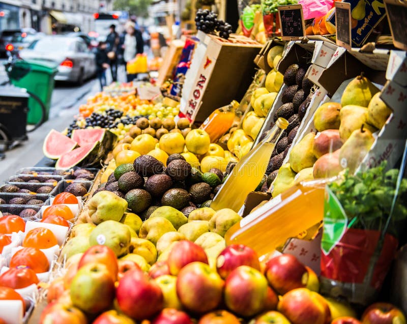 Fruits market in Paris stock photo. Image of persimmon - 88141838