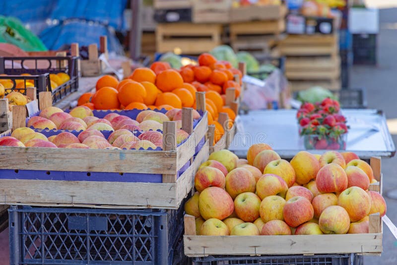 Fruits Market Stall stock image. Image of stall, fruits - 243777381