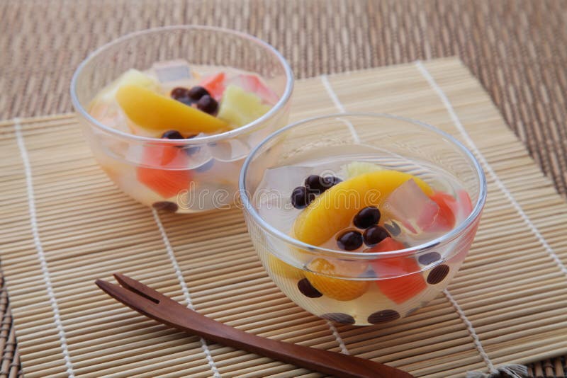 Fruits Mitsumame Japanese Dessert Isolated on Table Stock Image - Image ...