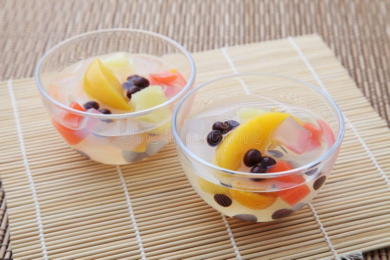 Mitsumame with Fruits, Japanese Summer Dessert of Stock Image - Image ...