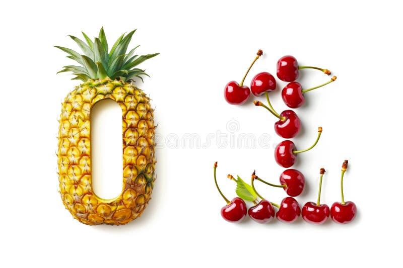 Fruits Number "0" and "1 Stock Illustration - Illustration of education ...