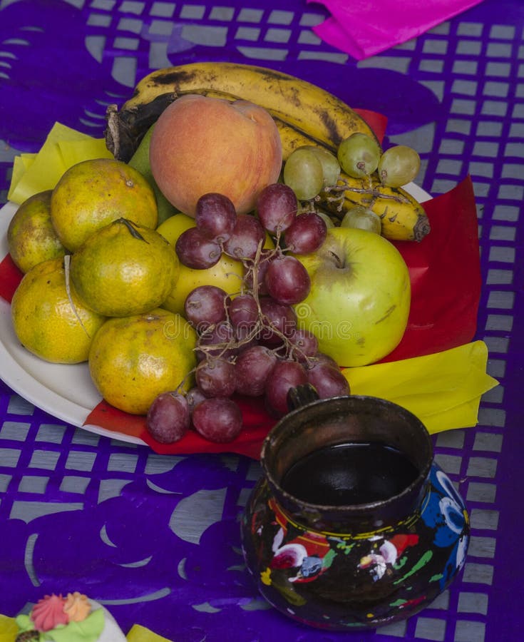 Fruits on an Offering Altar Stock Photo - Image of tradition, banana ...