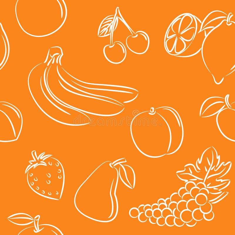 Drawn Outline Fruit Pattern Stock Vector - Illustration of elegance ...