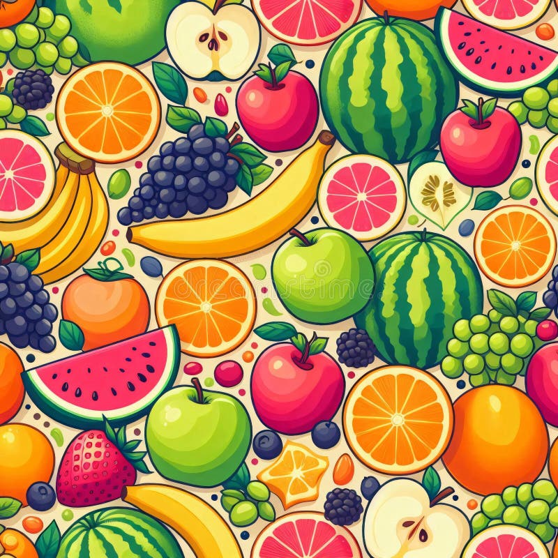 Fruits pattern vector stock illustration. Illustration of fruits - 331485701
