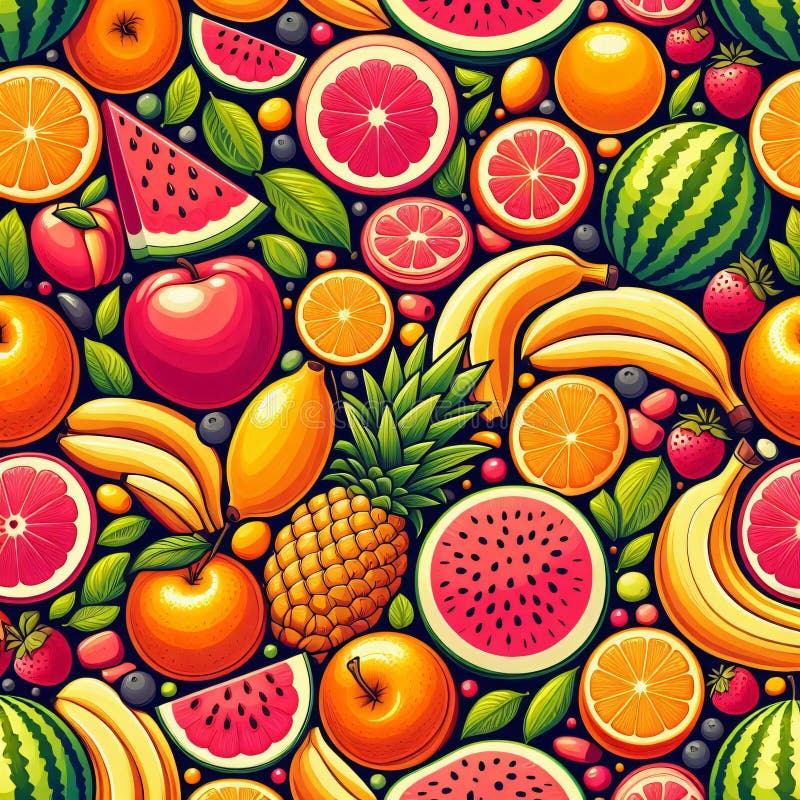 Fruits pattern vector stock illustration. Illustration of orange ...