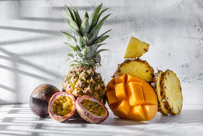 Fruits, Pineapple, Mango and Passion Fruit Stock Photo - Image of ...