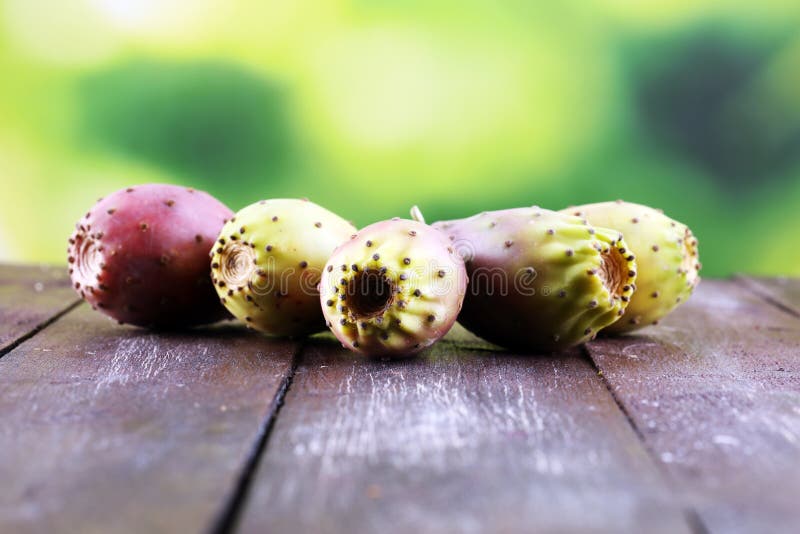 Fruits of the Prickly Pear Cactus on a Rustic Table. Stock Image ...